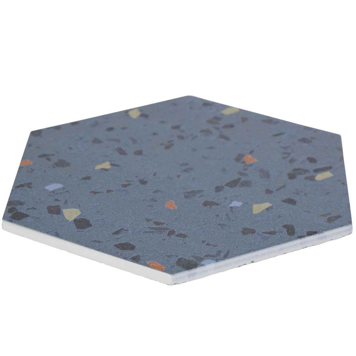 8x10 Hexagon Spark Blue porcelain tile | Industry Tile