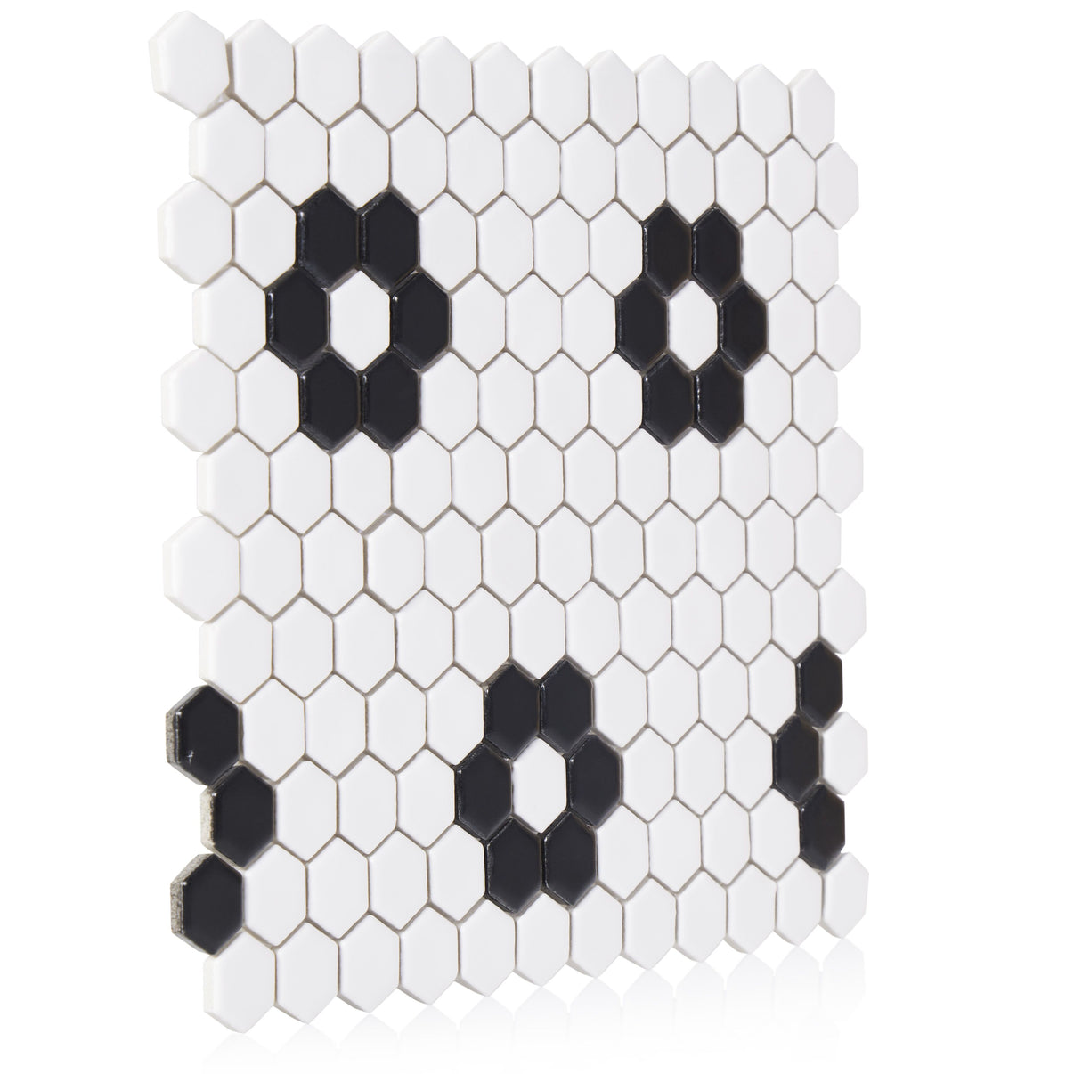 Blossom Hex White w/ Black 1-Inch Flower Mosaic Tile - 20 pcs per case ...