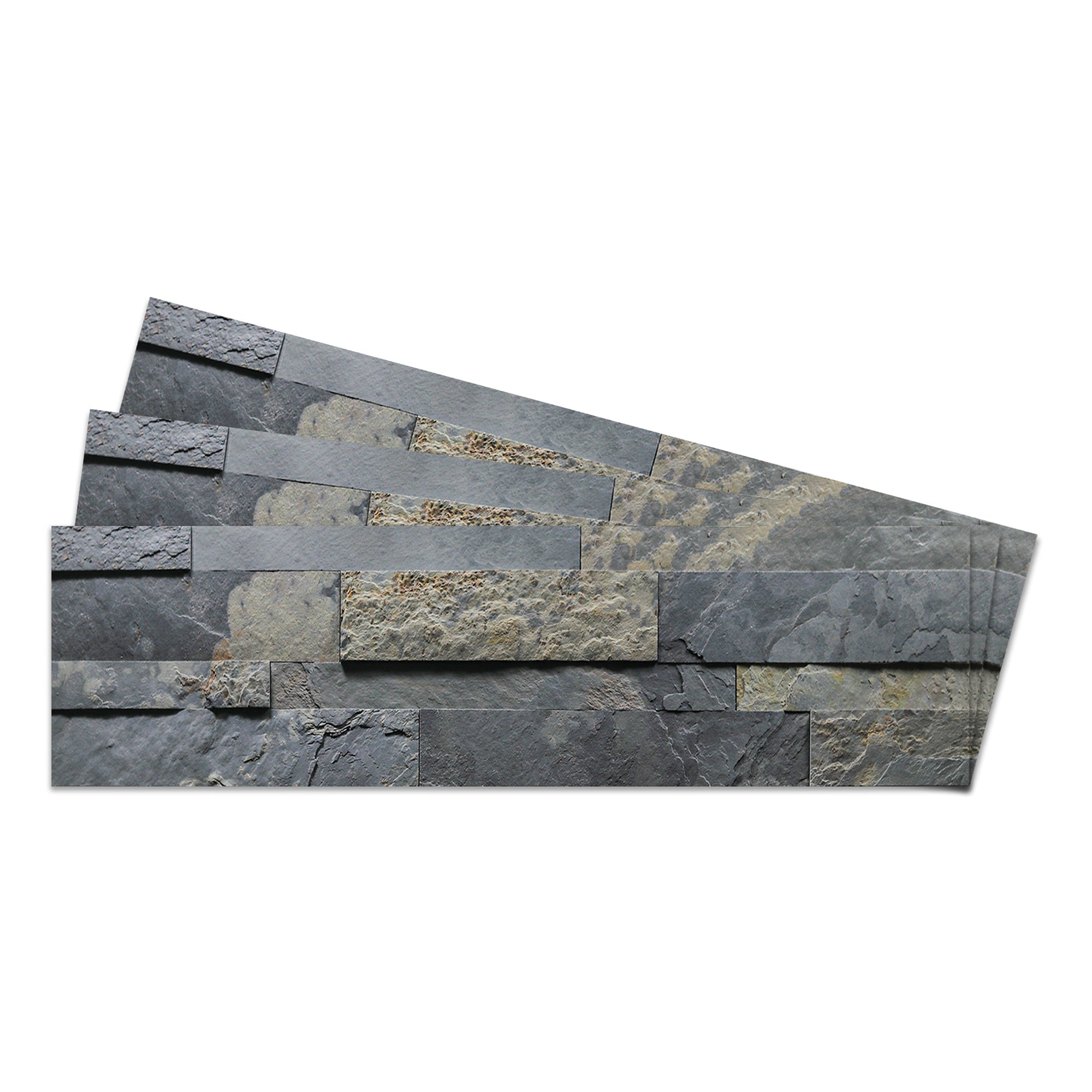 Rustic Slate - Self-Adhesive 3D Peel & Stick Real Stacked Stone Tiles ...